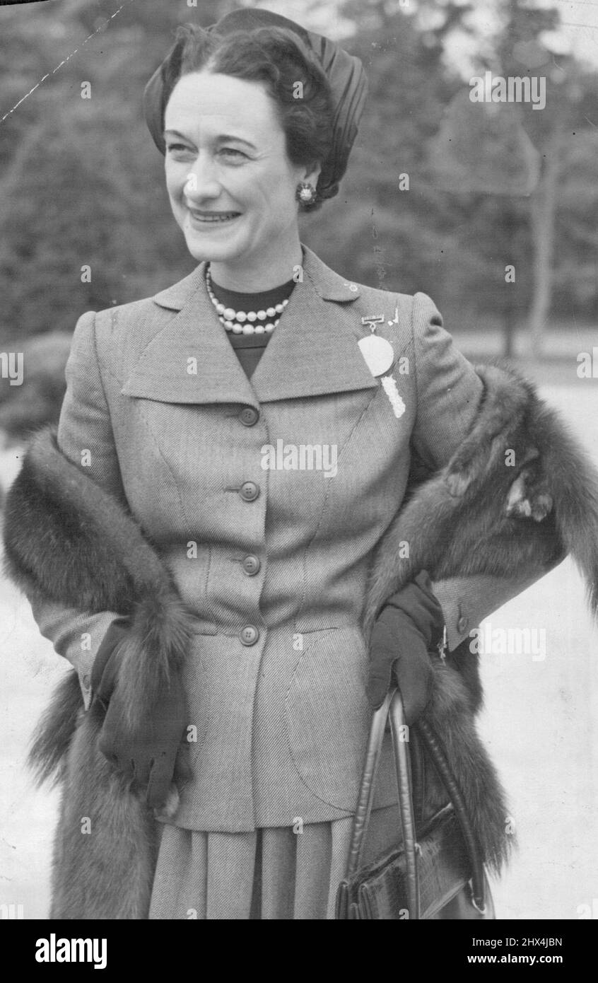 The Duchess Smiles. Photo Shows:- A Smiling Duchess of Windsor ...