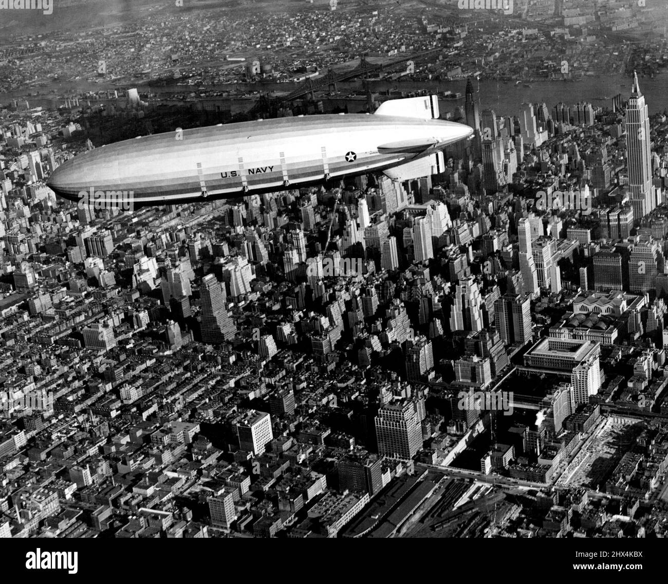 In Its Element -- The Giant airship Akron, photographed hovering over ...