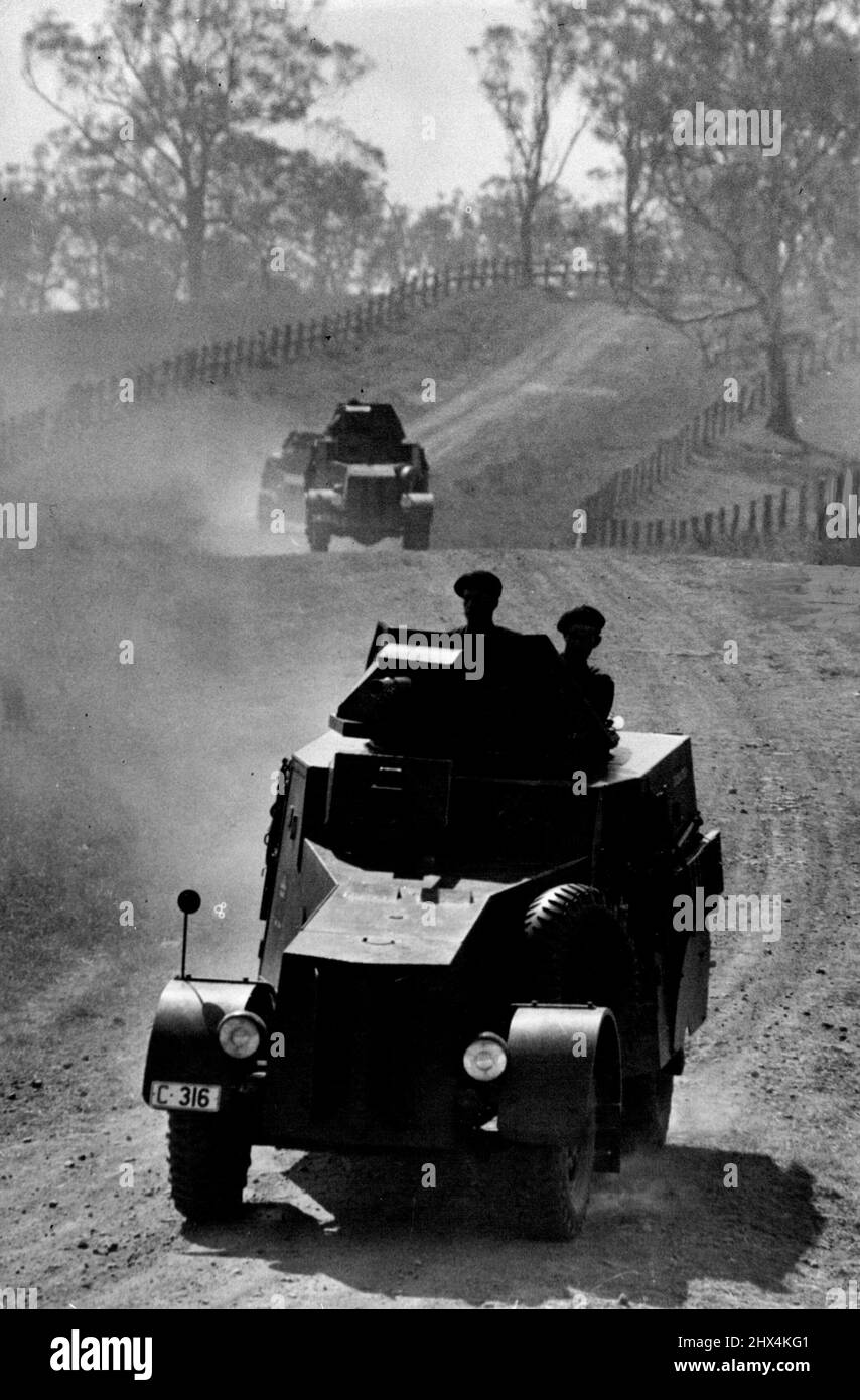 War exercises in peaceful country lanes. Three units of Australia's 2nd ...