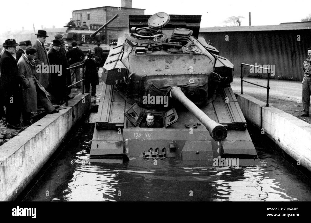Re-Arming Britain -- A "Centurion" entering the water test, where it ...