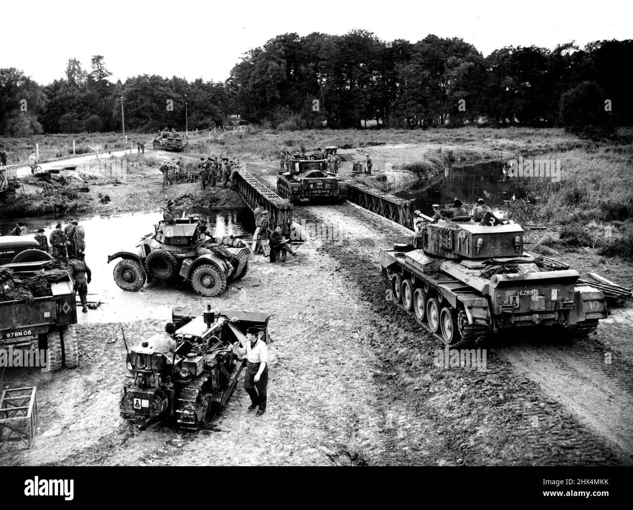 Exercise "London Pride" -- Comet tanks passing over a bridgehead thrown ...