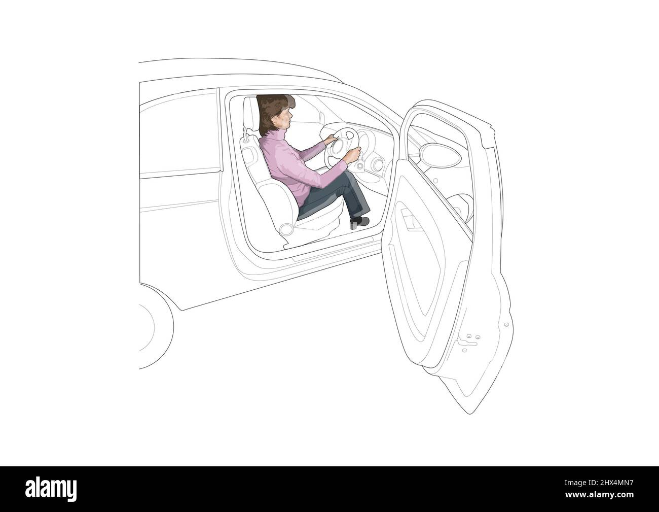 Young woman car wheel Cut Out Stock Images & Pictures - Alamy