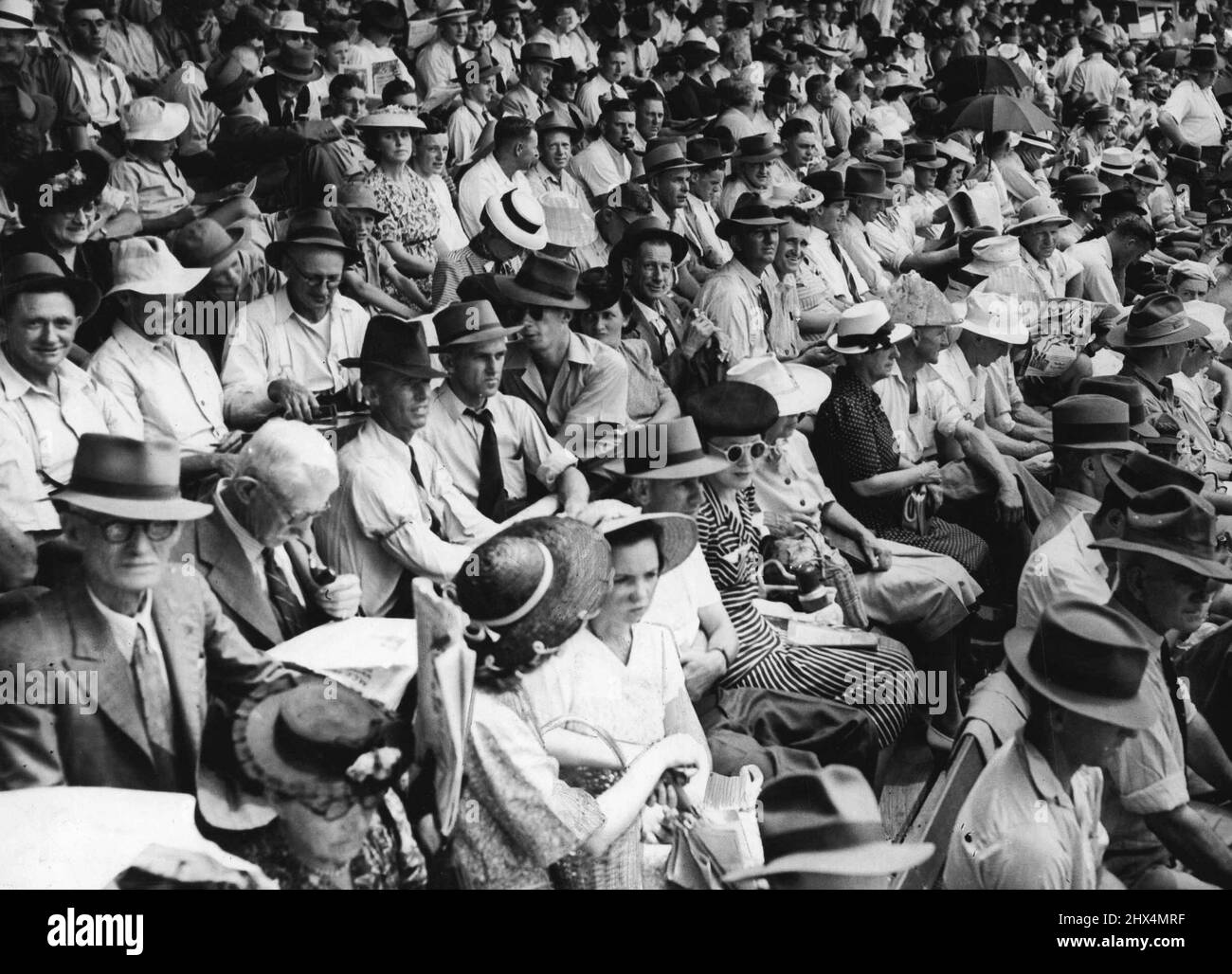 Part of the grandstand crowd at the Brisbane Test waiting for the first ...