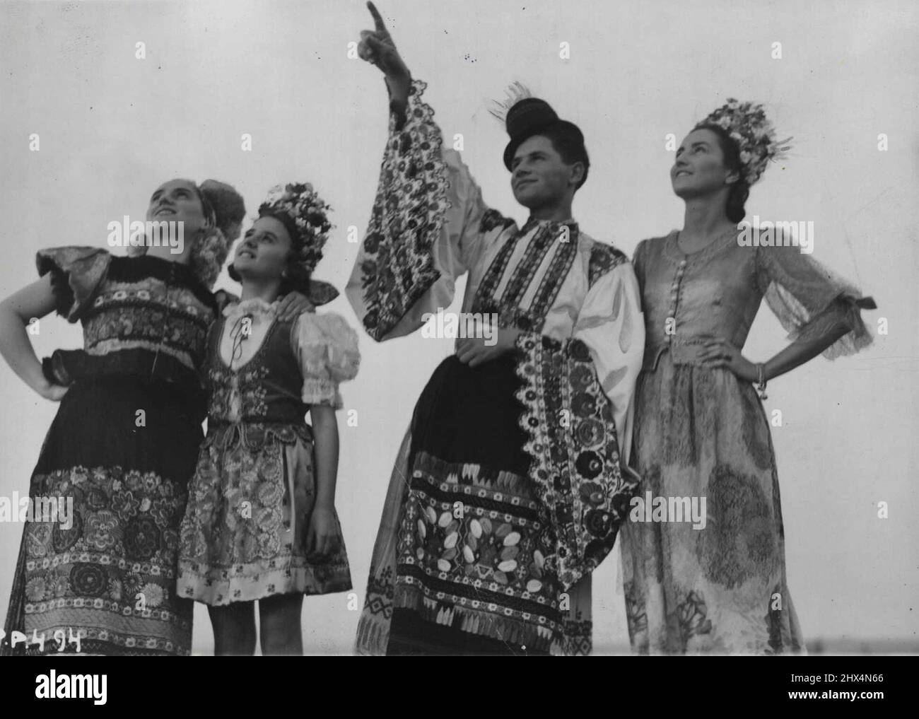 Hungarian girls in Native Costume. September 18, 1938 Stock Photo - Alamy