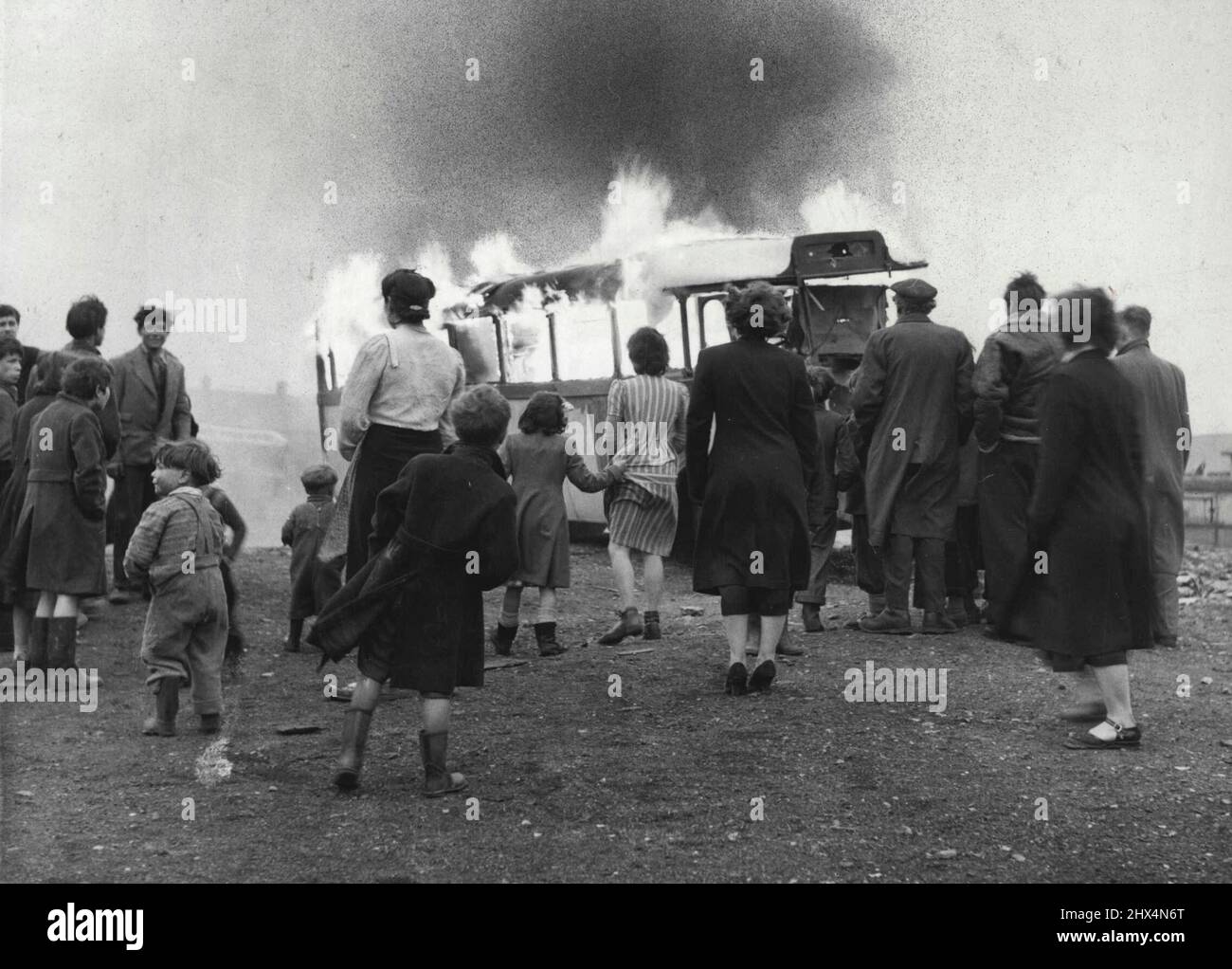 The burning caravan. Ancient Romany custom was carried out today at St ...