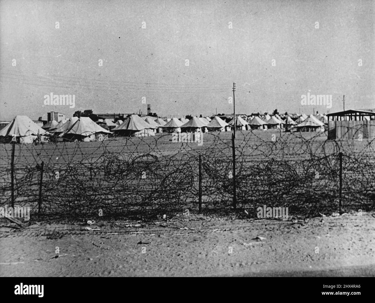 British Stronghold In Suez Canal Zone -- A View Across The Barbed wire ...