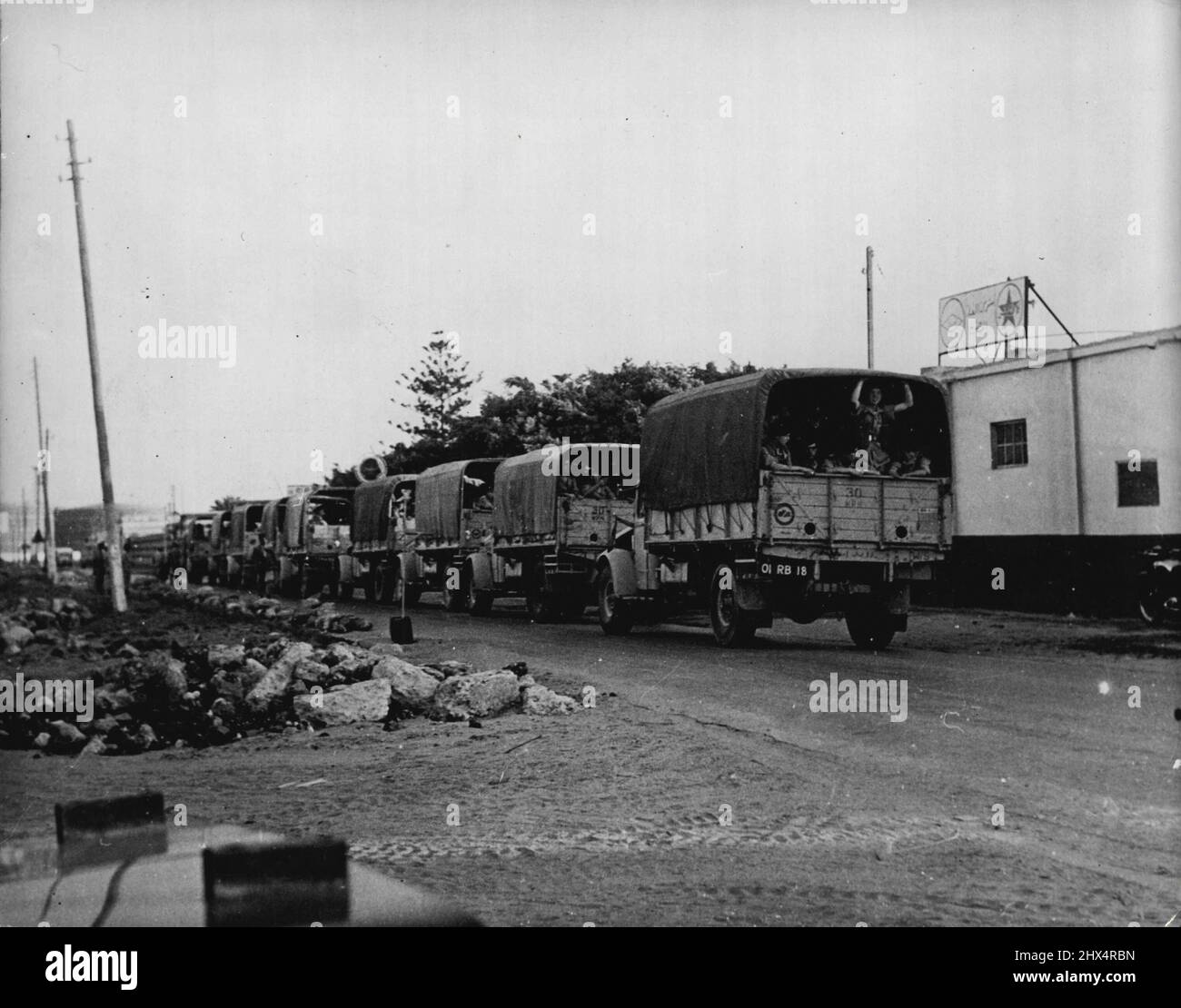 Fayid Camp: British Stronghold in Suez Canal Zone. -- Lorry loads of ...