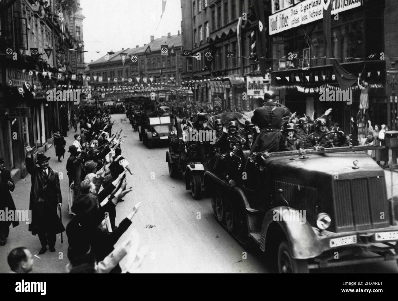 The Germans Enter Sudetenland. Our picture shows mechanized units of ...