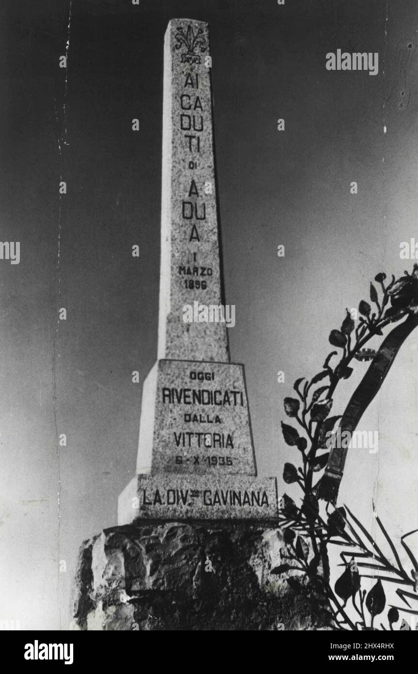 Monument erected by the Italians after they took Adowa. "To the lead of ...