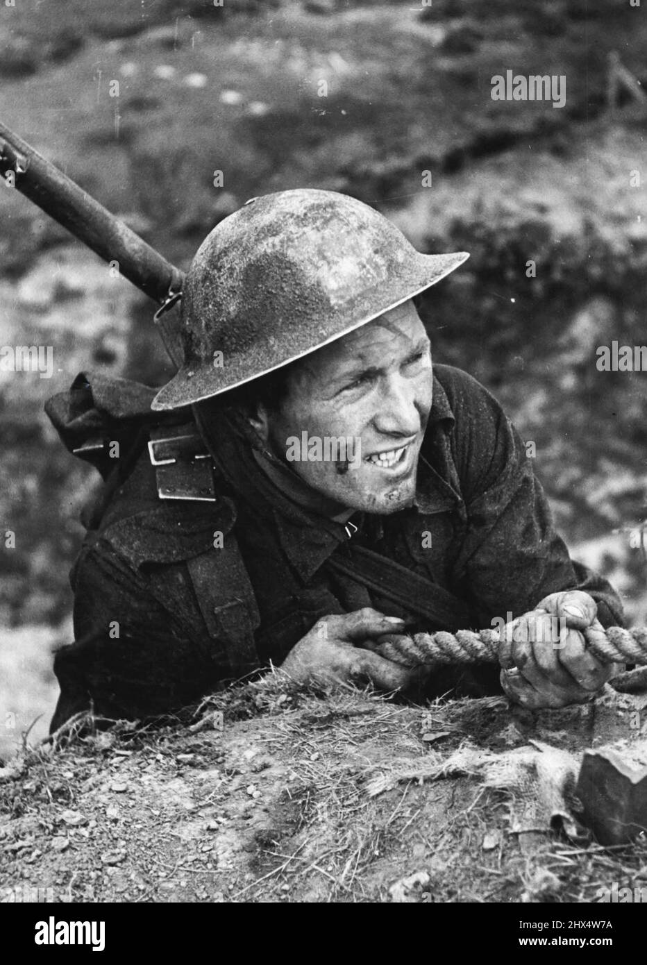 Battle School: The end of a 60-feet climb. August 29, 1942. (Photo by ...
