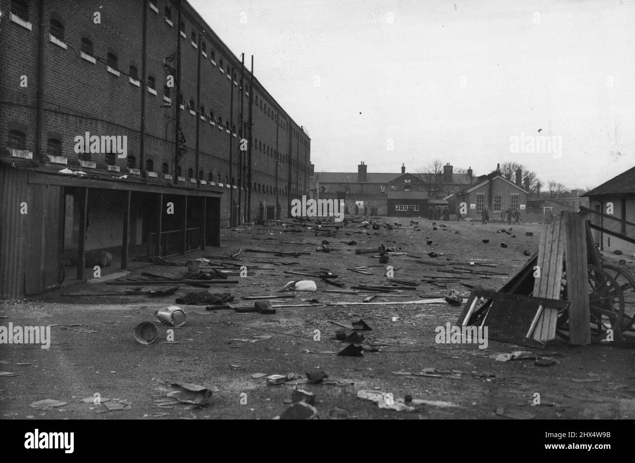 Soldiers Riot At Aldershot Detention Barracks -- Debris, including ...