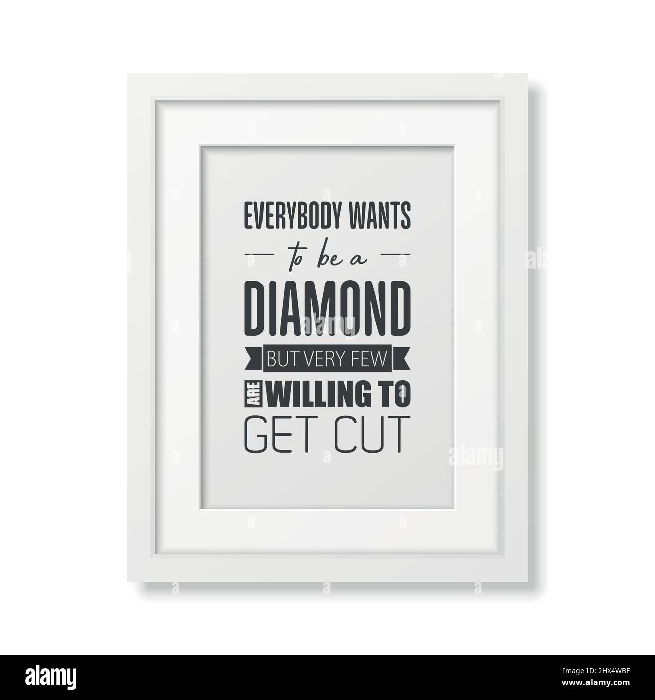Vector Vintage Typographic Quote with Simple Modern White Wooden Frame ...