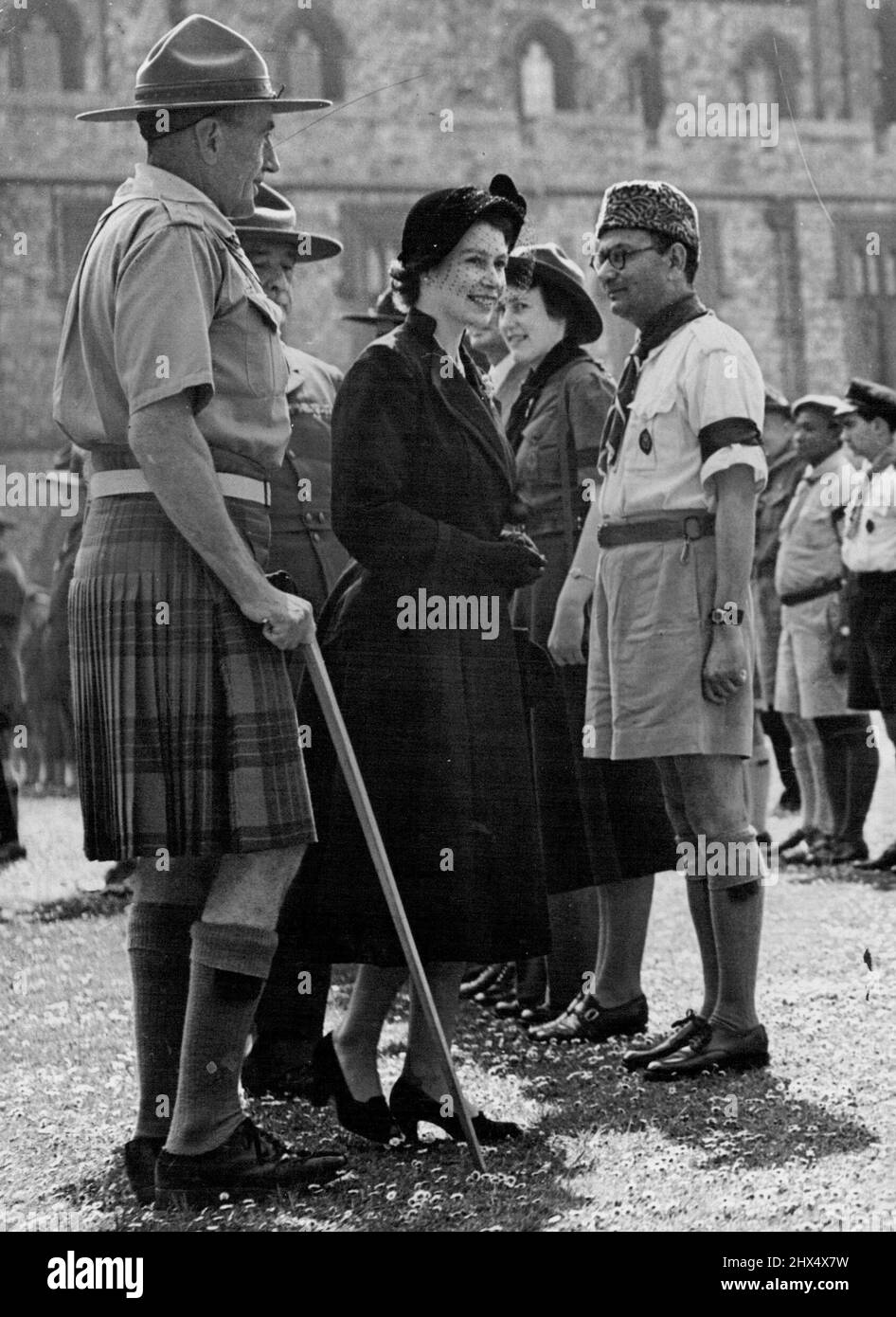 The Queen and her Scouts -- The Queen, Accompanied by the chief Scout ...