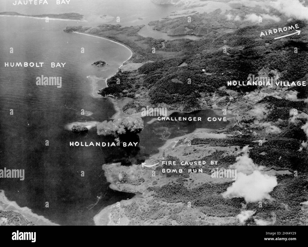 An aerial view of the Humboldt Bay area. showing Hollandia, Jap ...