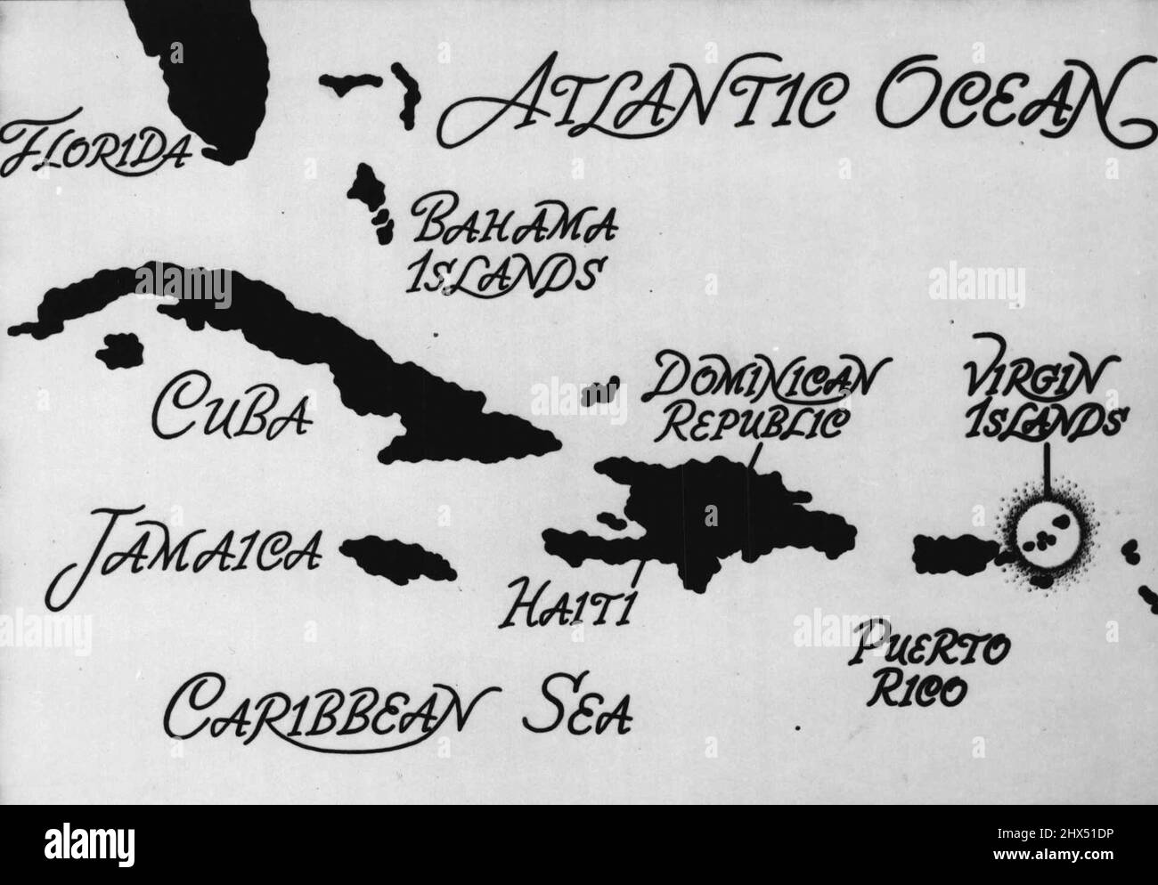 Vintage caribbean islands map hi-res stock photography and images - Alamy