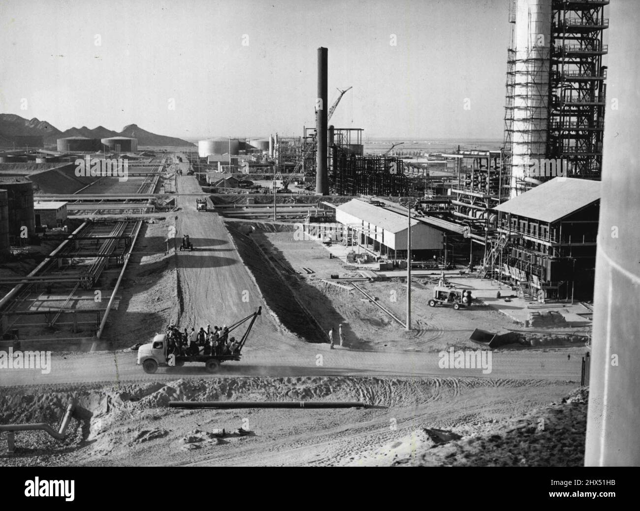 An oil refinery in Aden. August 28, 1954 Stock Photo - Alamy