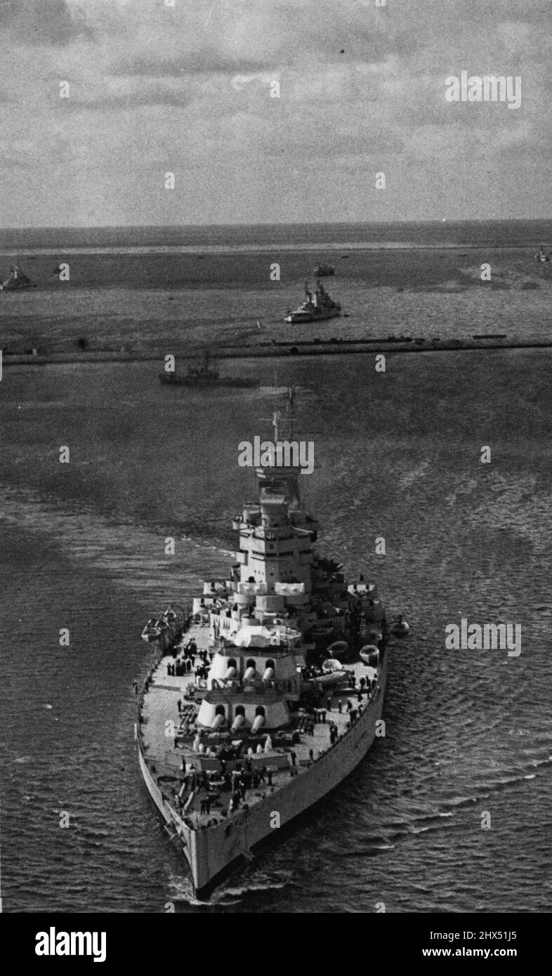 H.M.S. Nelson Starts Her Last Voyage -- From the air H.M.S. Nelson ...