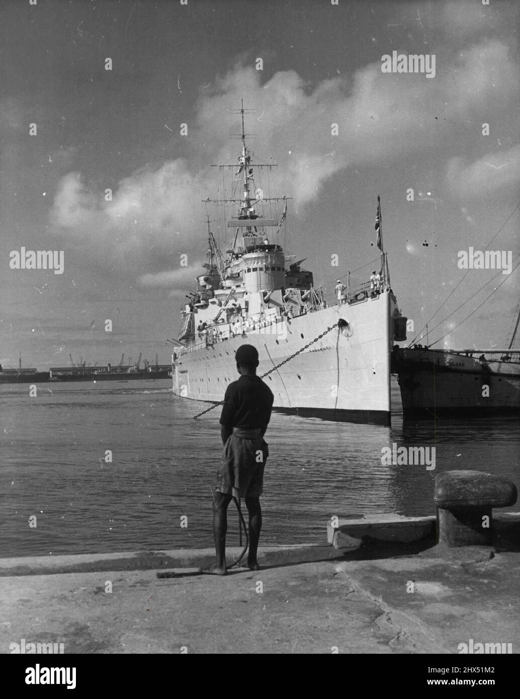 "Nigeria" Visits Mother Colony -- East meets West: H.M.S. Nigeria tied ...