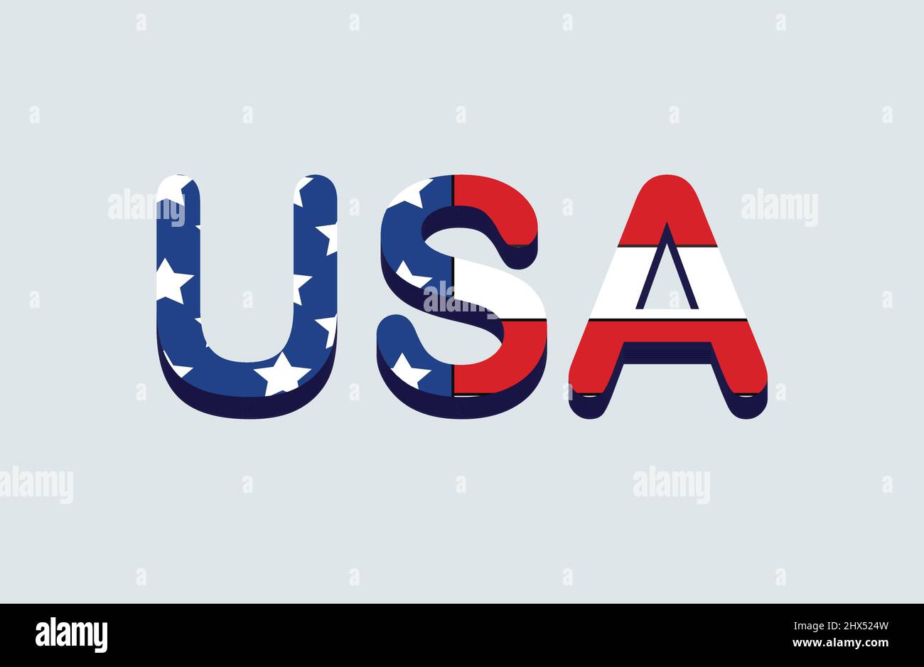 USA Letters with American Flag. Vector illustration on white background ...