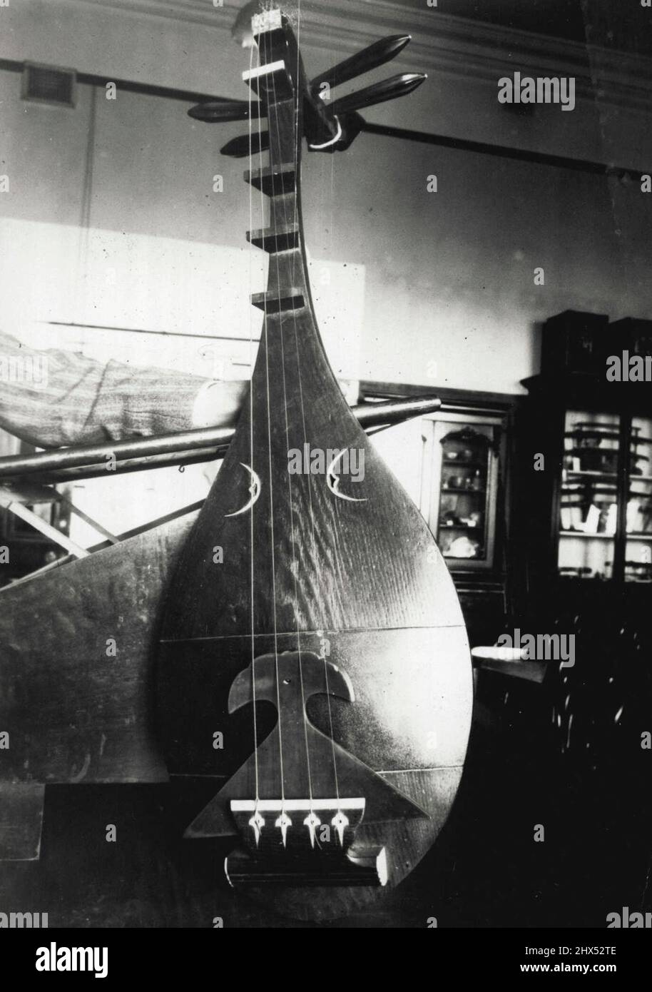 A Japanese lute of the present day, It is caused from solid wood, and ...