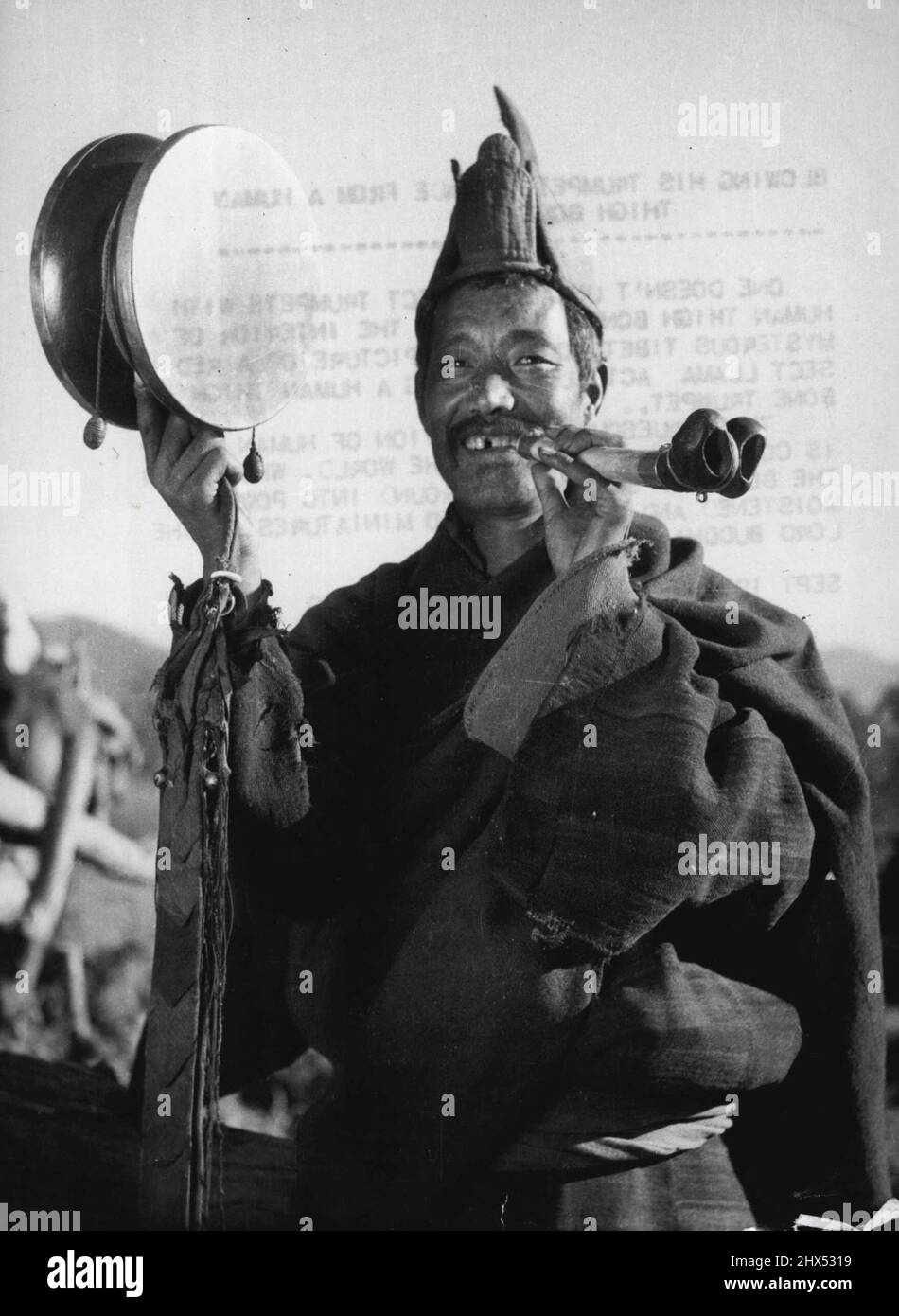 Blowing his trumpet. . .made from a human thigh bome -- One doesn't ...