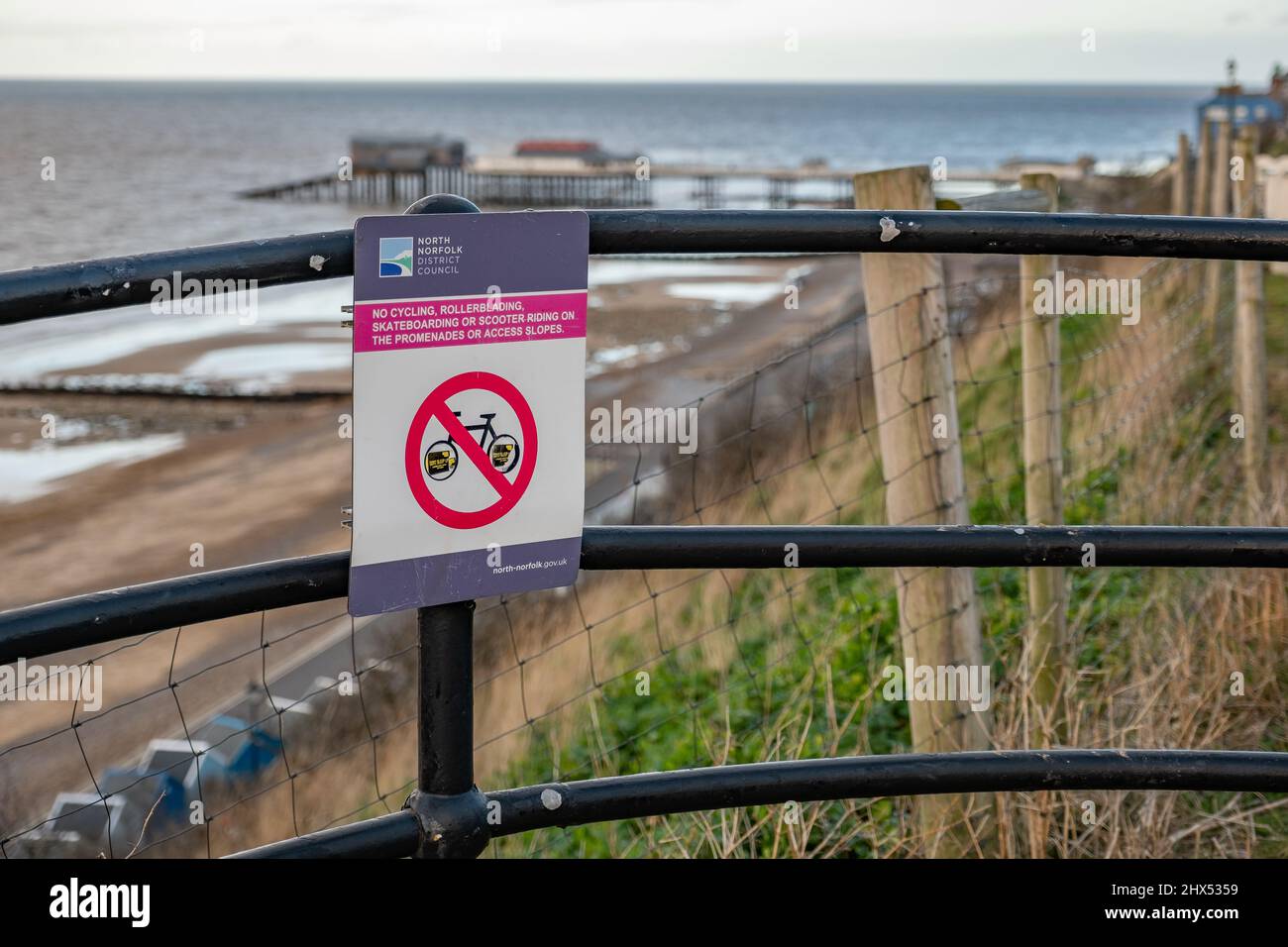 Cromer, Norfolk, UK – March 2022. No cycling, rollerblading ...