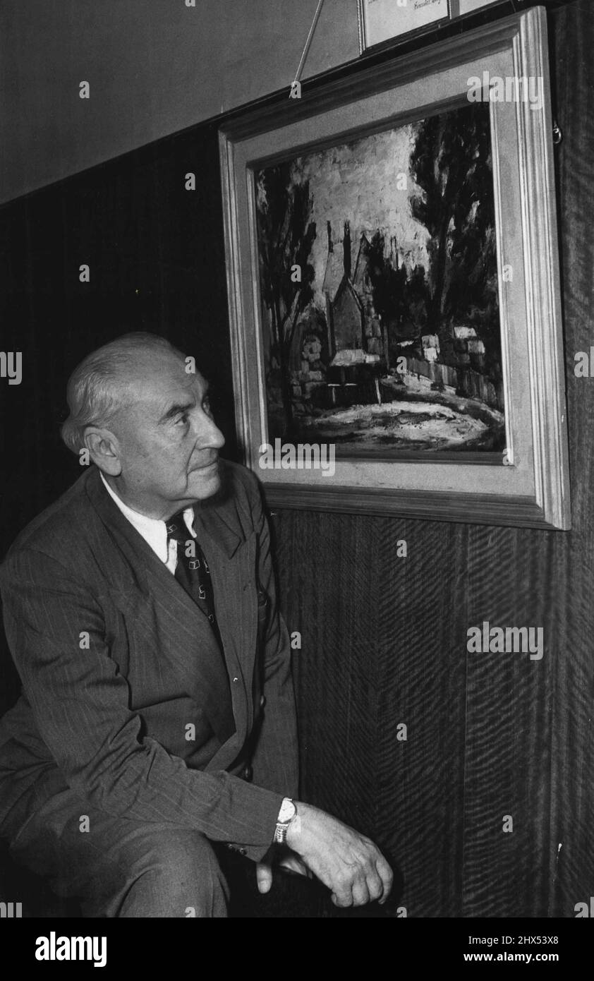 Artist Desiderius Orban photographed at the Immigration Dept. with his ...