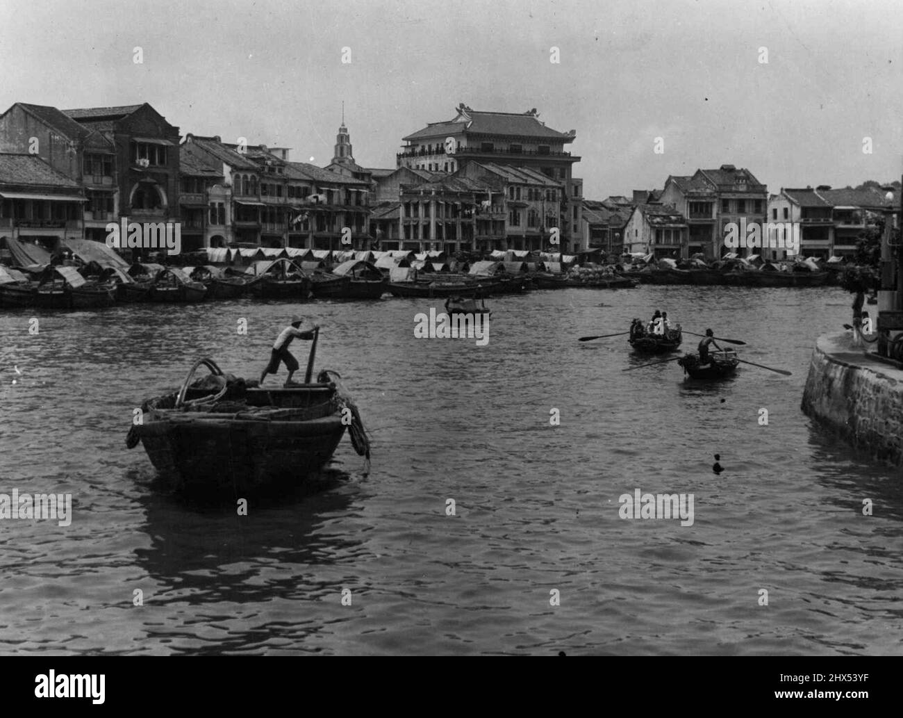 Raffles Quay, section of Singapore Harbour. January 30, 1942 Stock ...