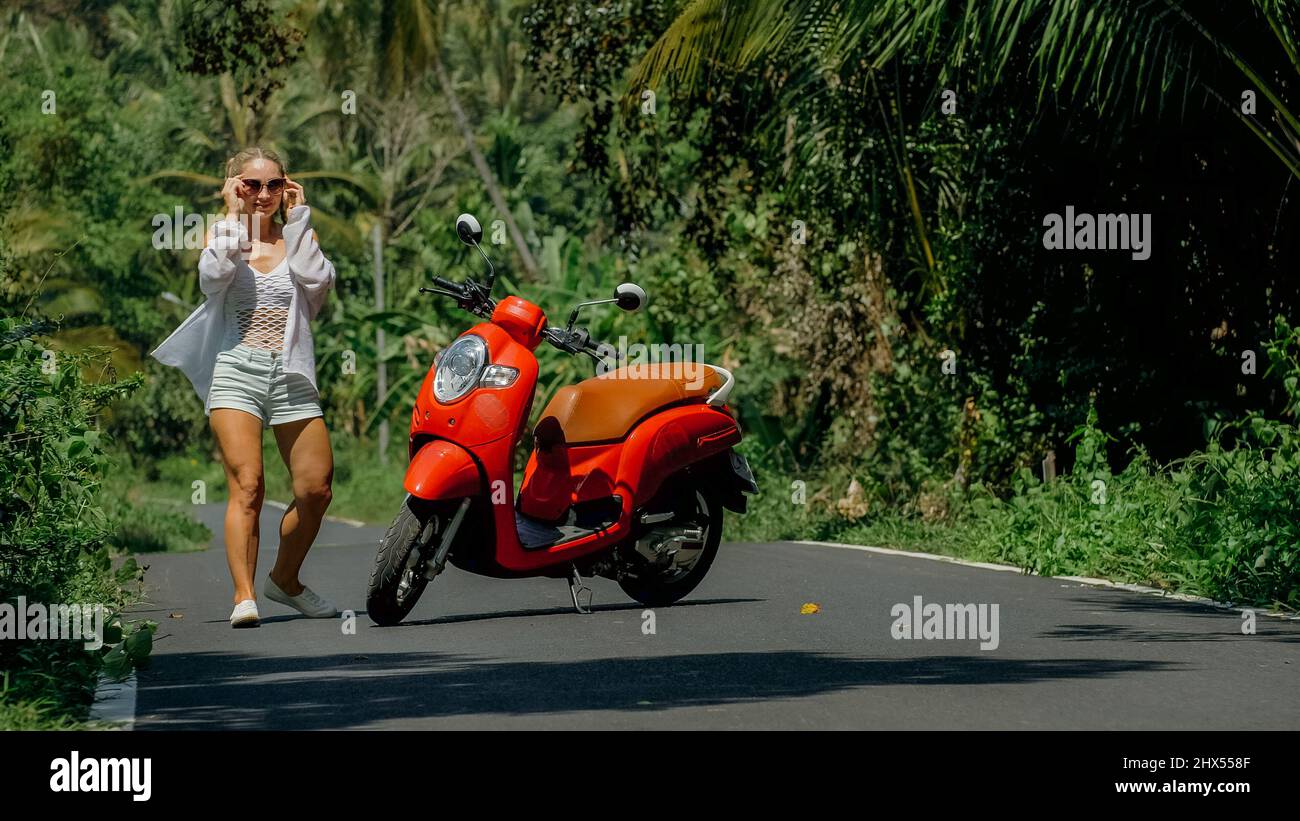 Beautiful abandoned red scooter hi-res stock photography and images - Alamy