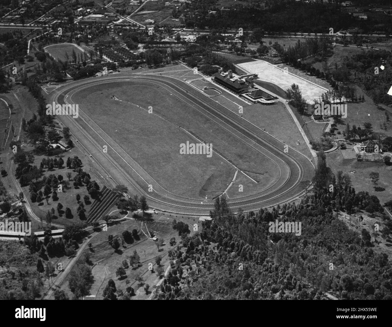 Aerial shot of Singapore Turf Club Racecourse. December 01, 1950 Stock ...