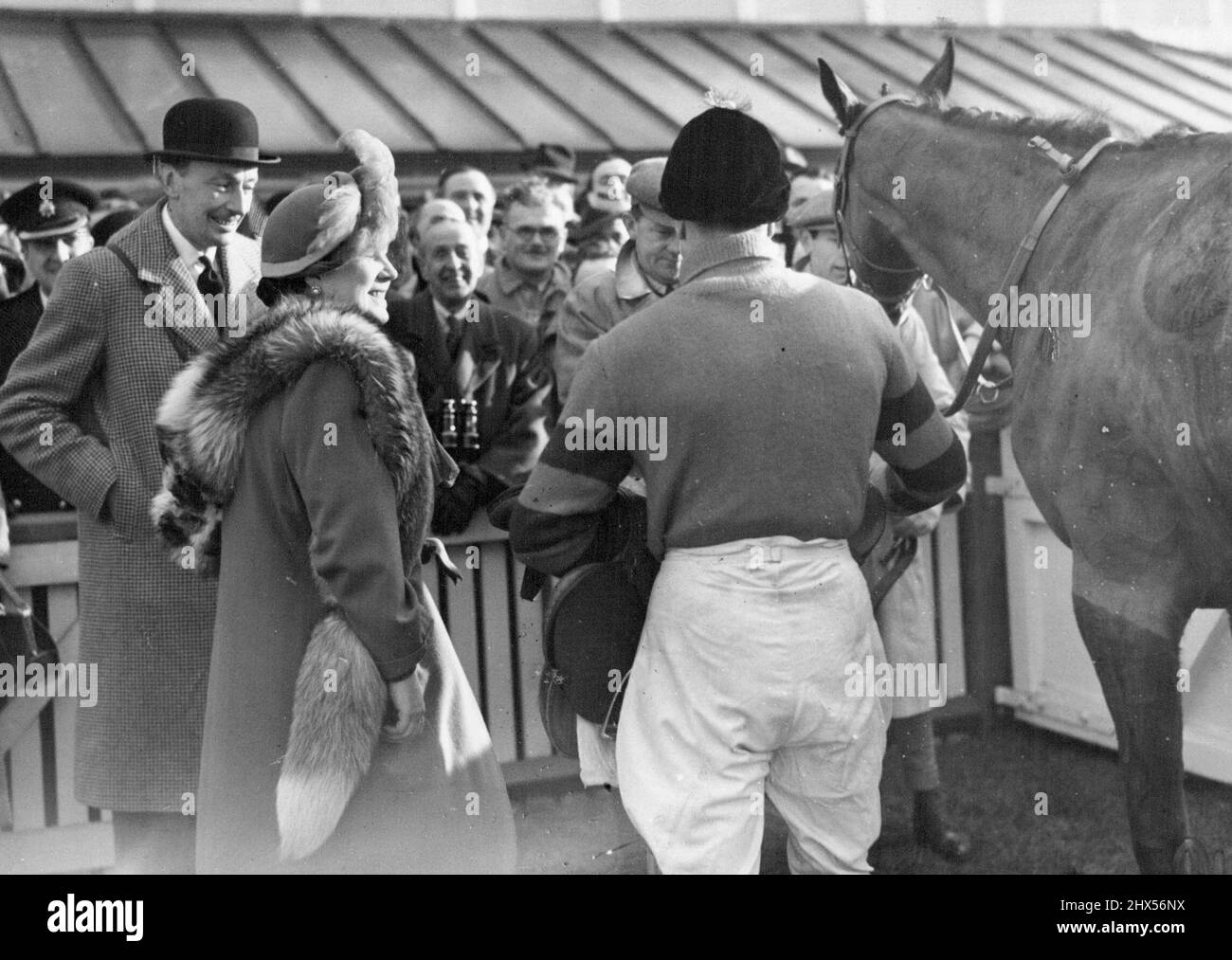 Monaveen Wins for the Queen -- The Queen, with Lord Mildmay, in the ...
