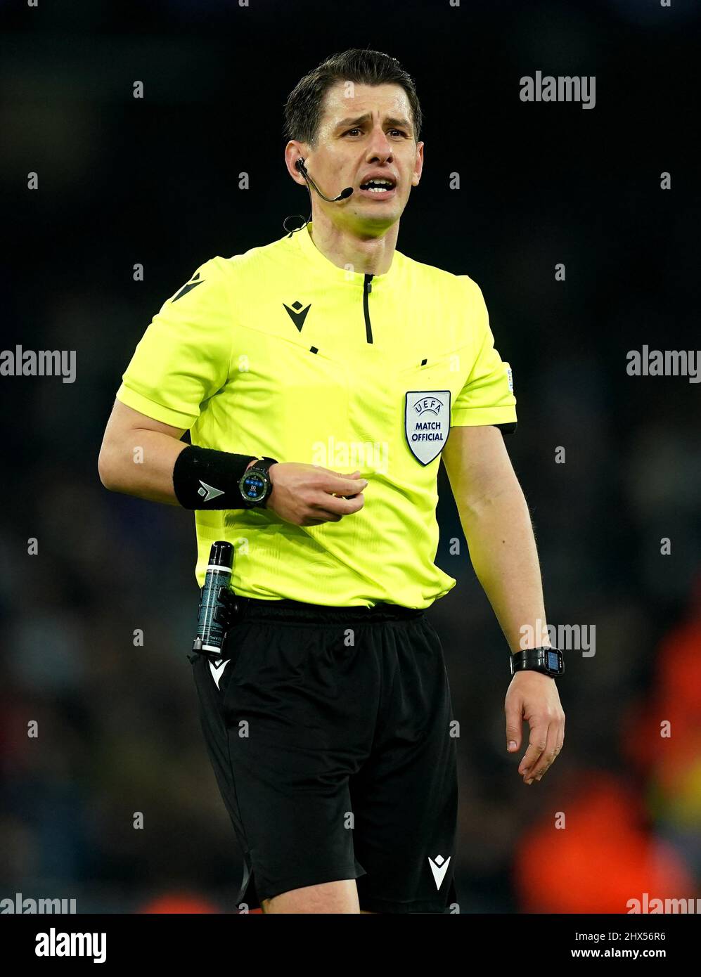 Referee Halil Meler during the UEFA Champions League round of sixteen ...