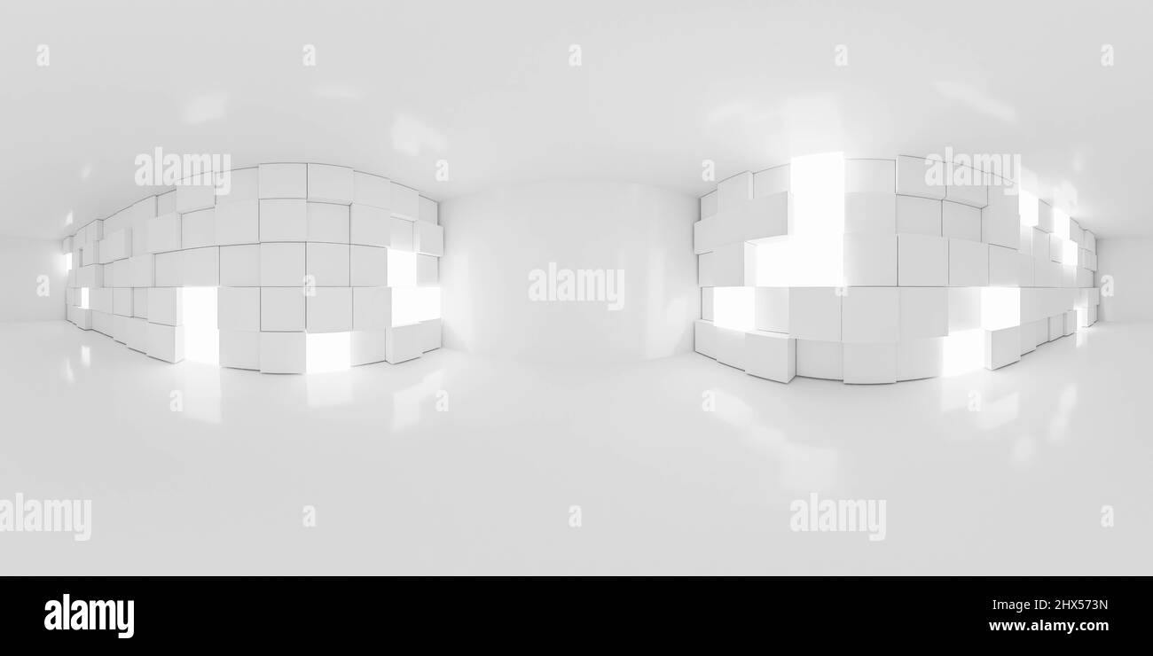 360 degree full panorama environment map of abstract empty cube wall ...