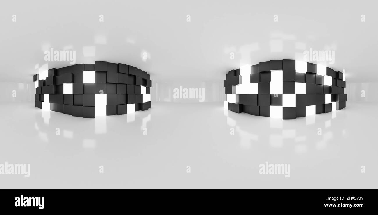 360 degree full panorama environment map of abstract empty cube wall ...