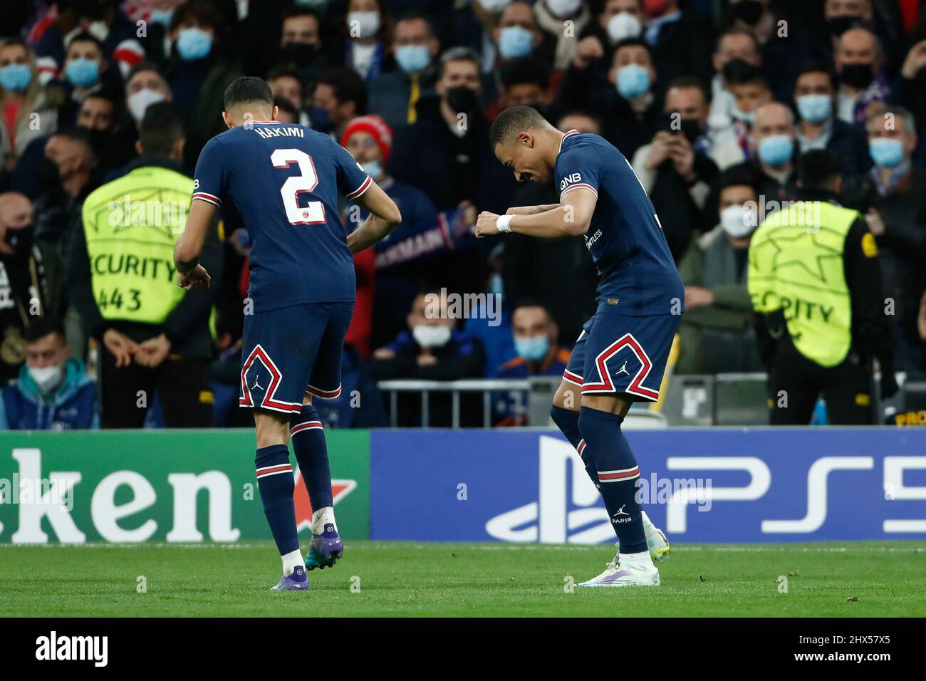 Kylian Mbappe of PSG celebrates a goal 0-1 during the UEFA Champions ...