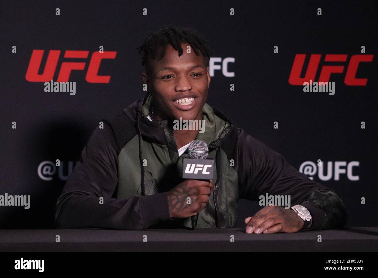 LAS VEGAS, NV - MARCH 9: Terrance McKinney interacts with media during ...