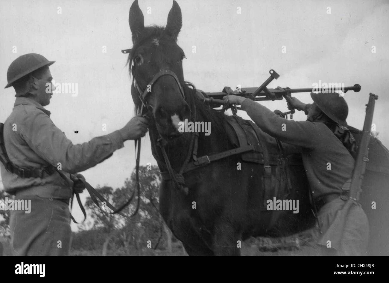 Light horseman sizing his anti-tank rifle which is being mounted on ...