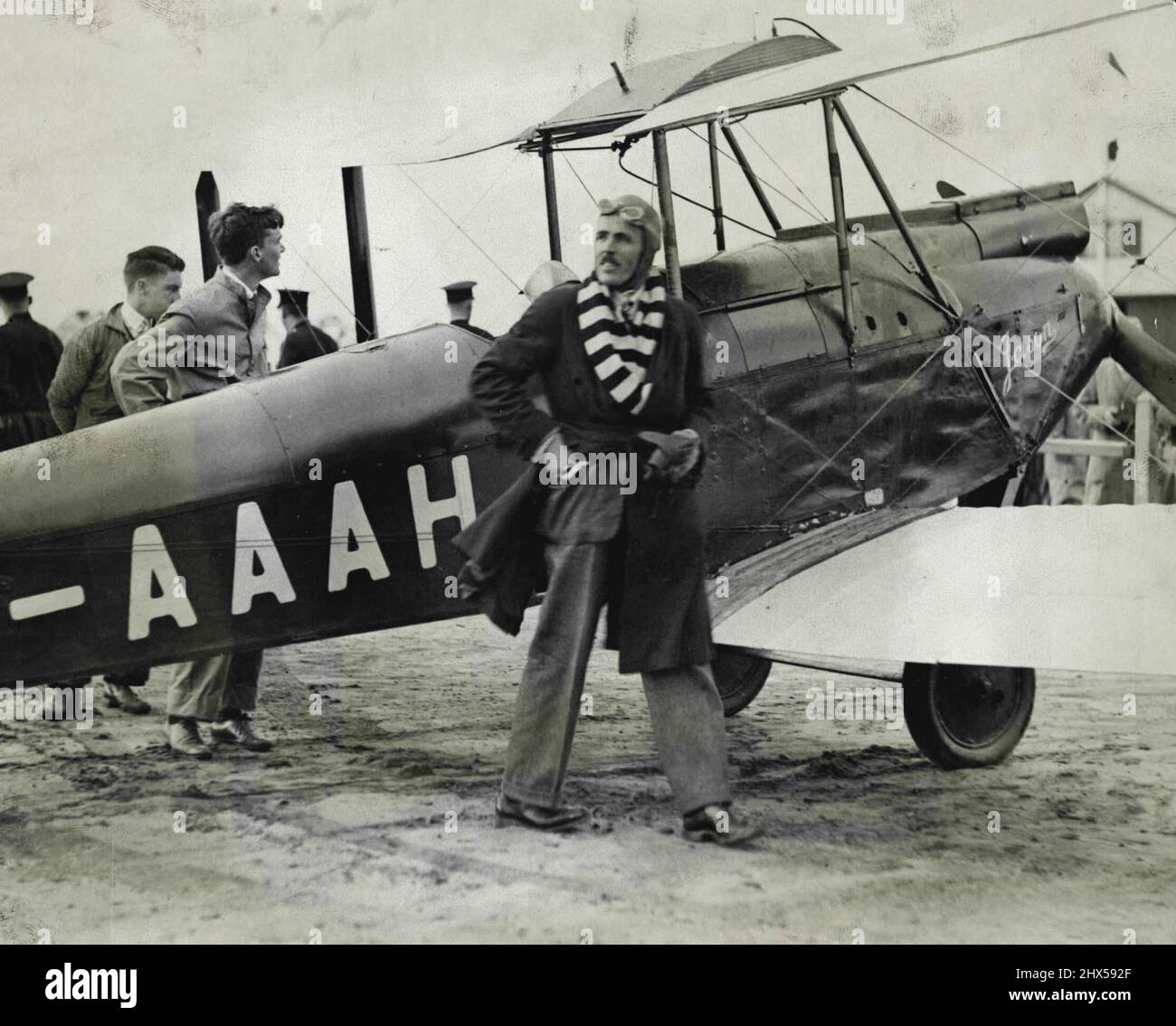 Pilot Brain alongside the "Jason" after he had landed in it at Mascot ...