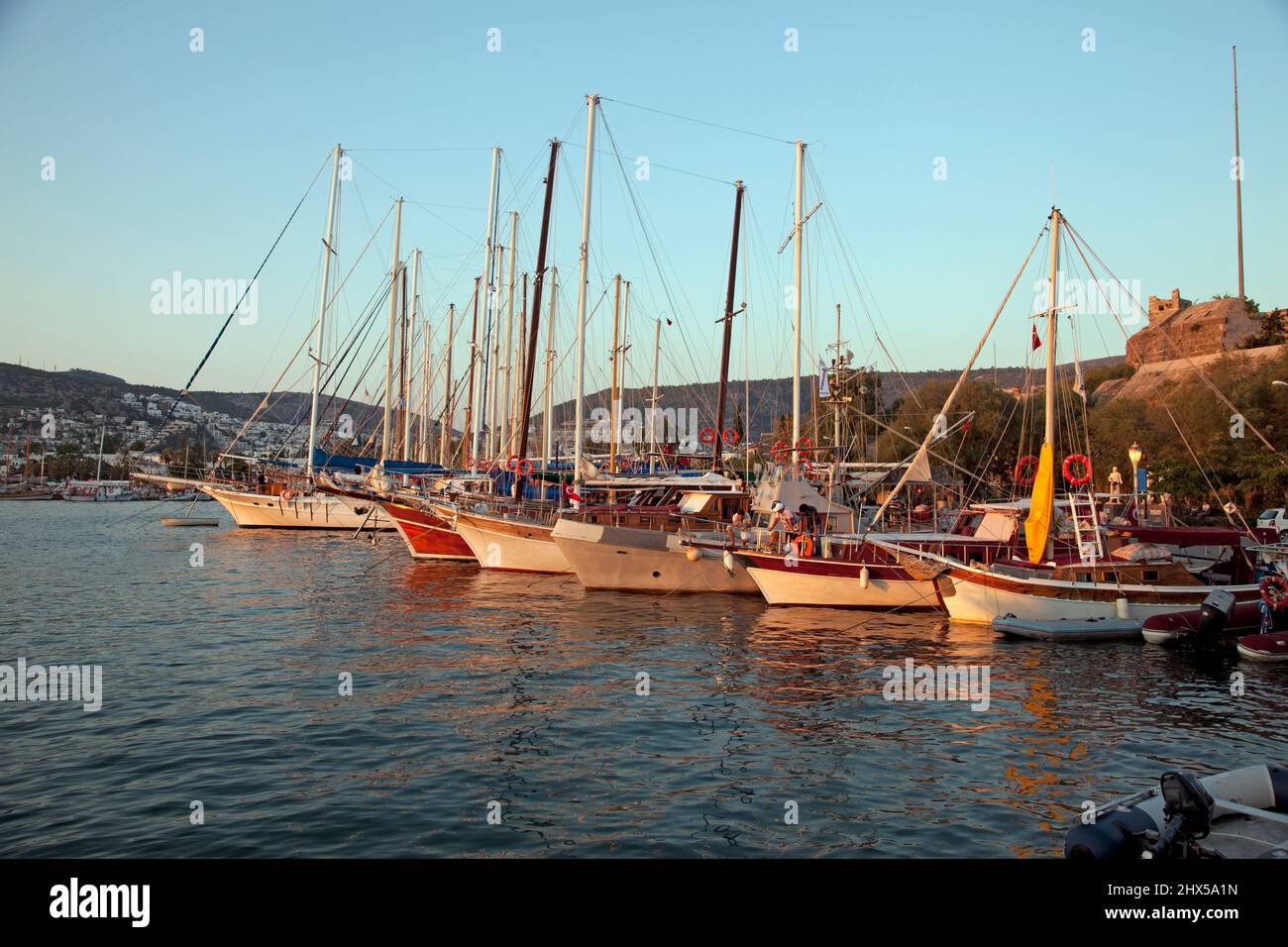 Turkey, Bodrum, sunset view of boats in the harbour Stock Photo - Alamy