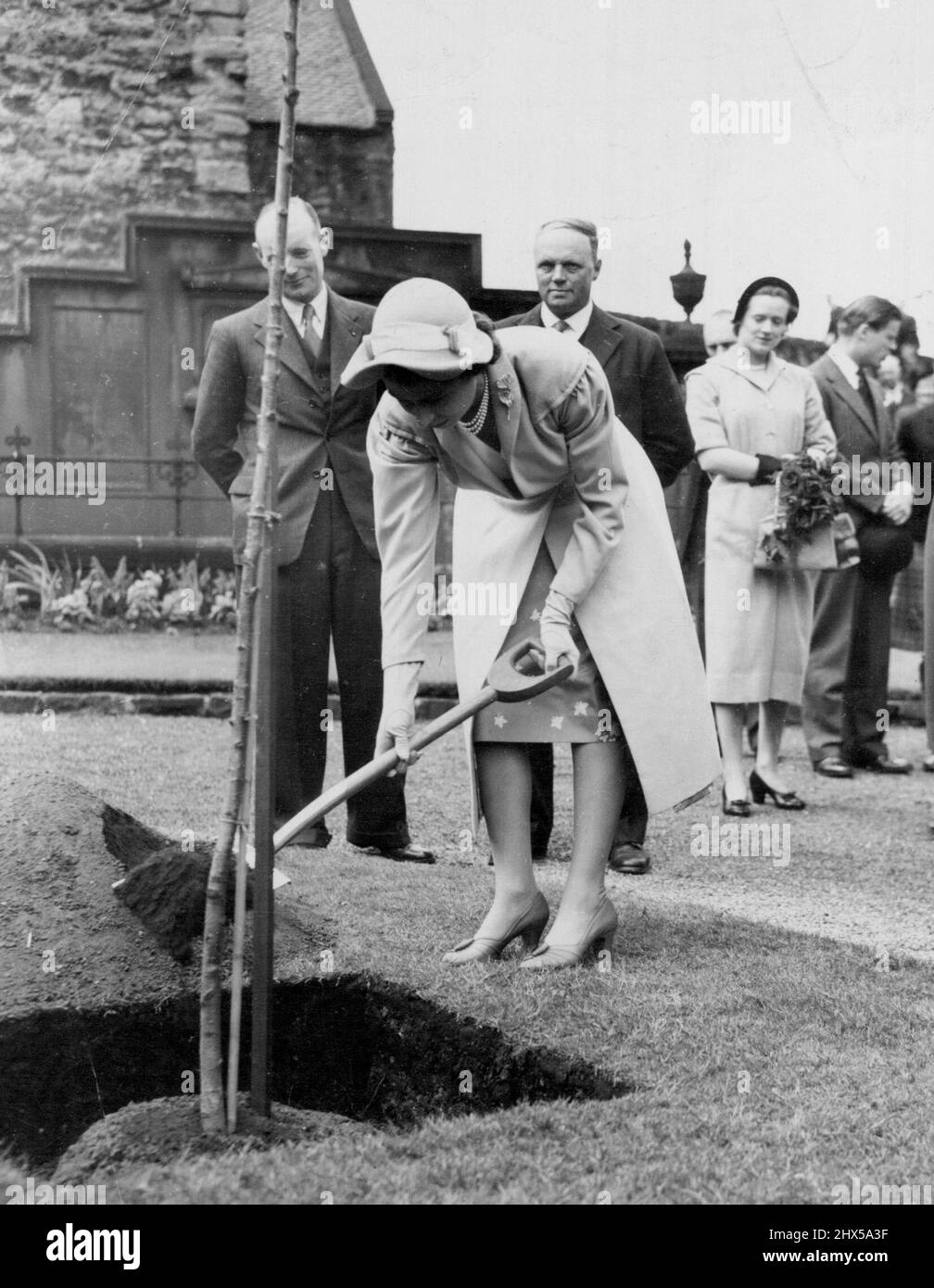 Queen Elizabeth II - Plants A Tree - British Royalty. June 26, 1952 ...