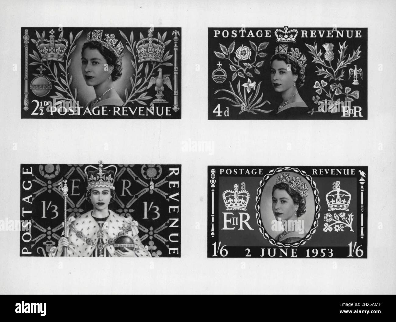 Coronation Postage Stamps -- The four commemorative stamps. ***** top ...