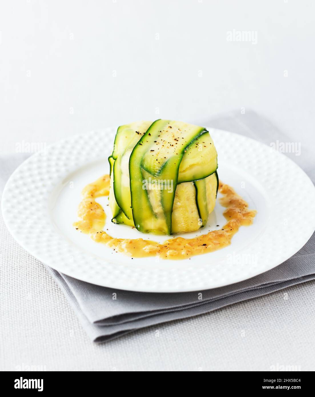 Chicken mousse wrapped in cucumber slices Stock Photo - Alamy