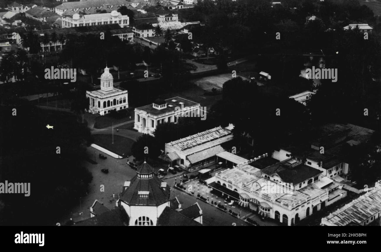 Medan -- Aerial view of Modan, capital city of Sumatra, near the north ...
