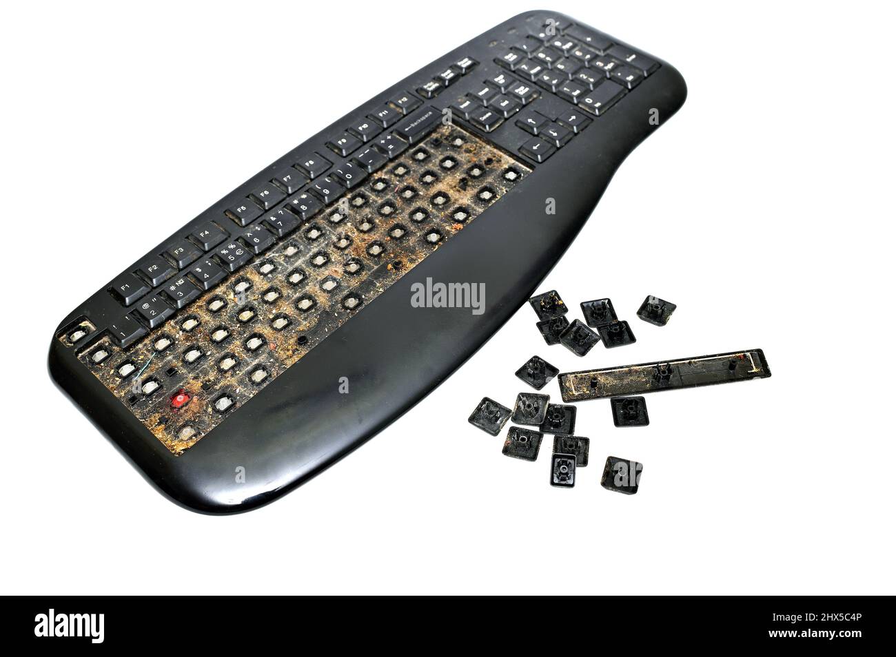 very dirty black disassembled keyboard close-up Stock Photo - Alamy
