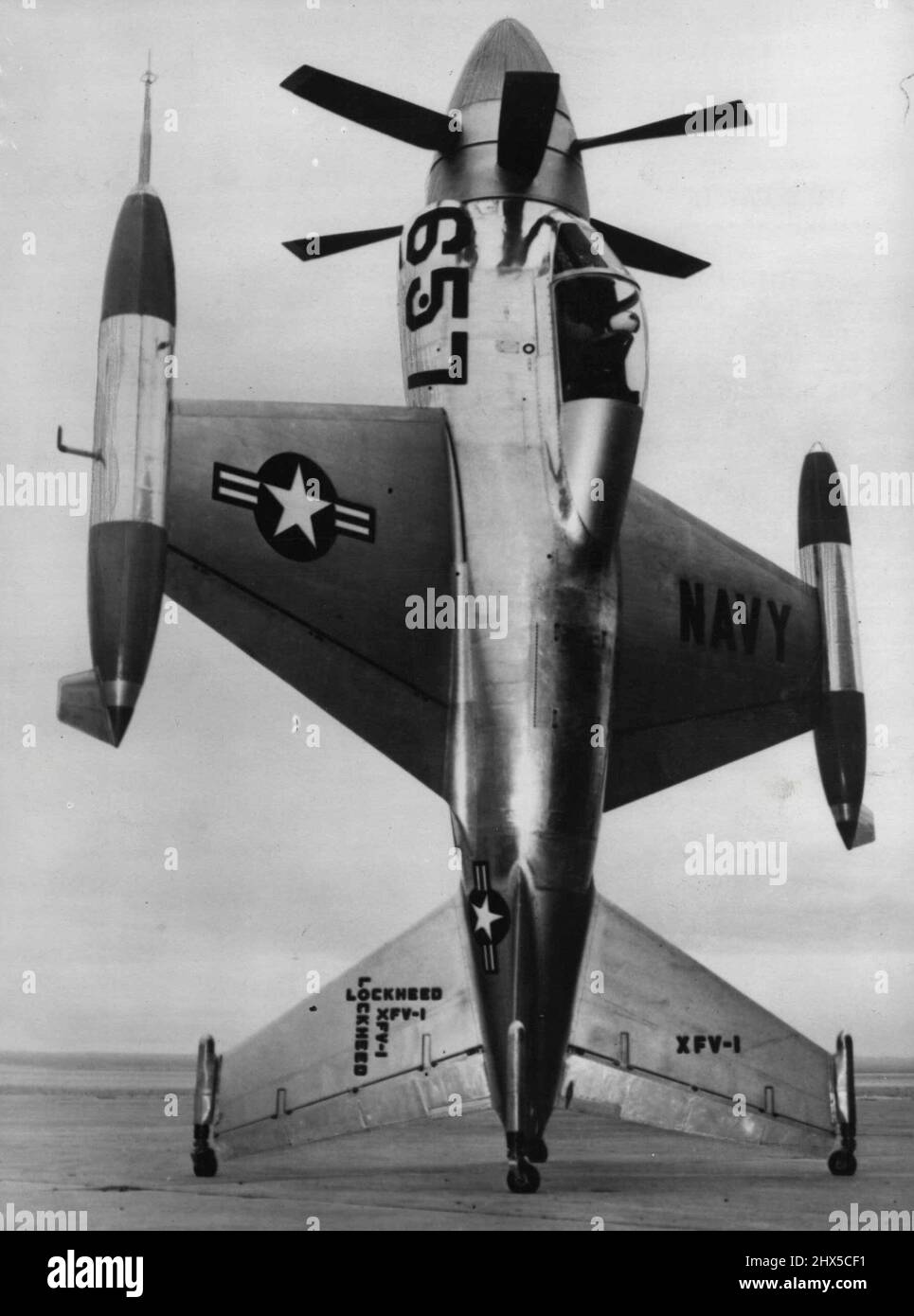 This Way Up. - This picture of the XFV-1, ready to take off straight up ...