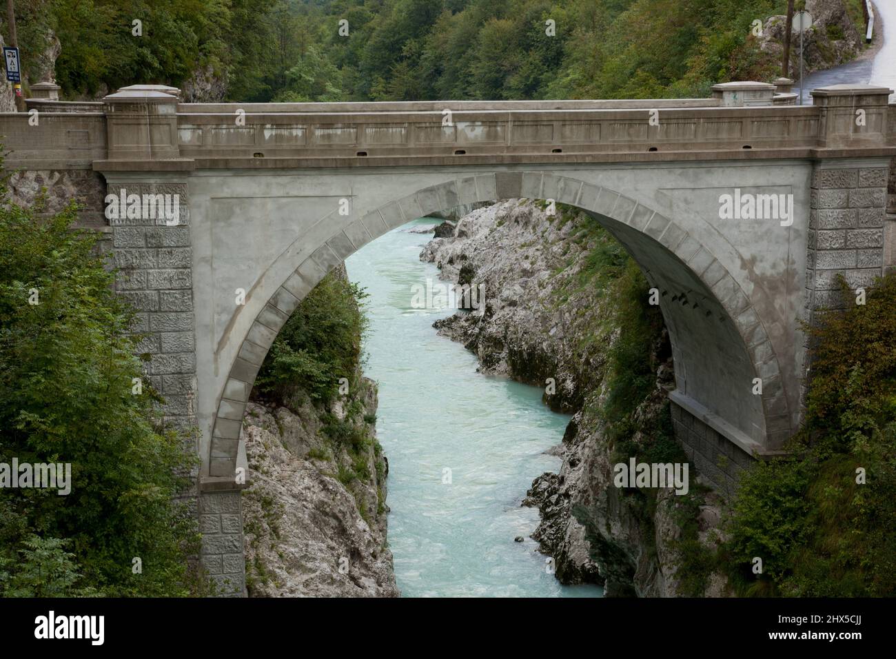 Slovenia, Soca, Kobarid, Napoleon Bridge across River Soca Stock Photo ...