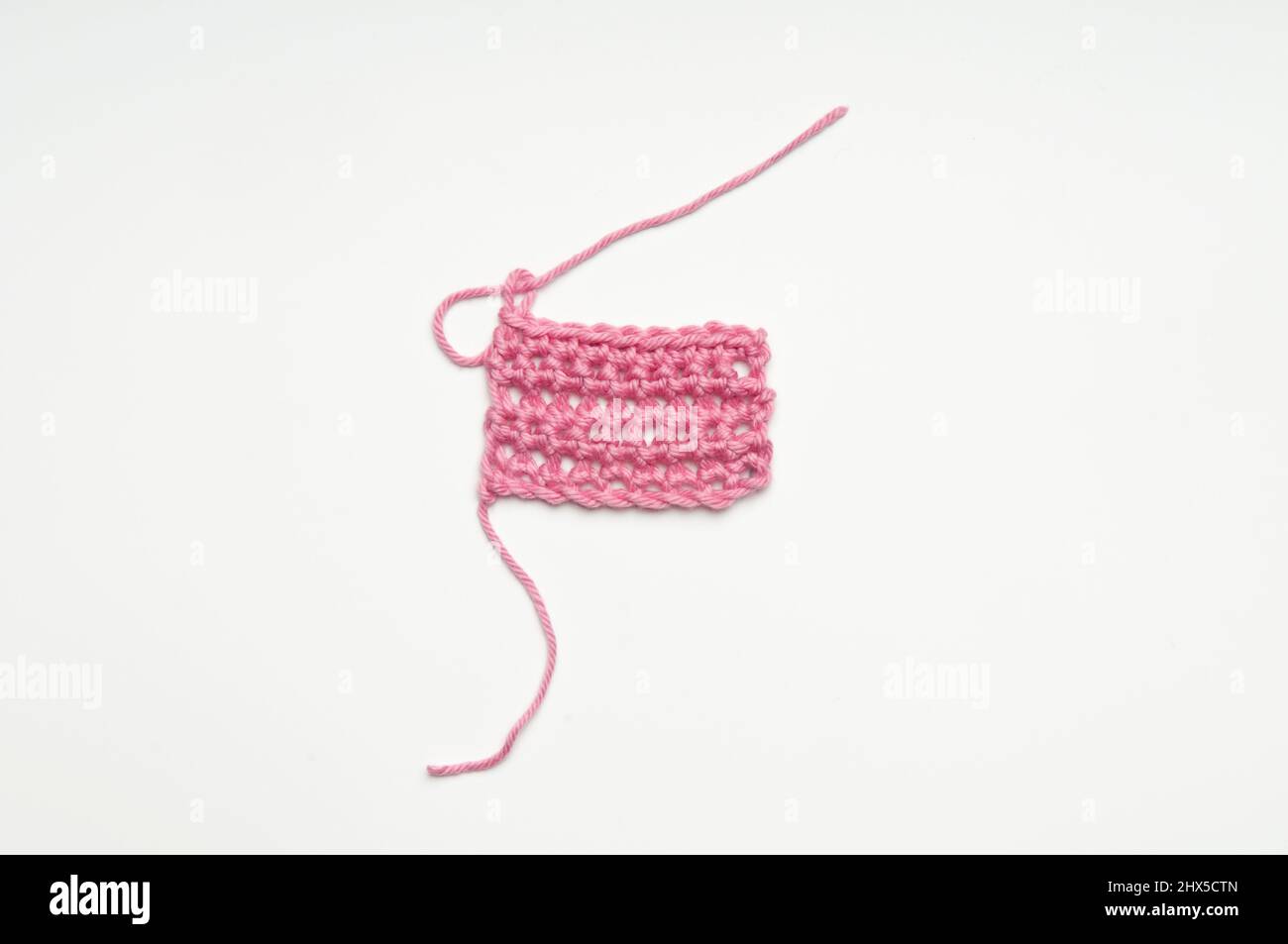 Double crochet stitch sample with loose threads, close-up Stock Photo ...