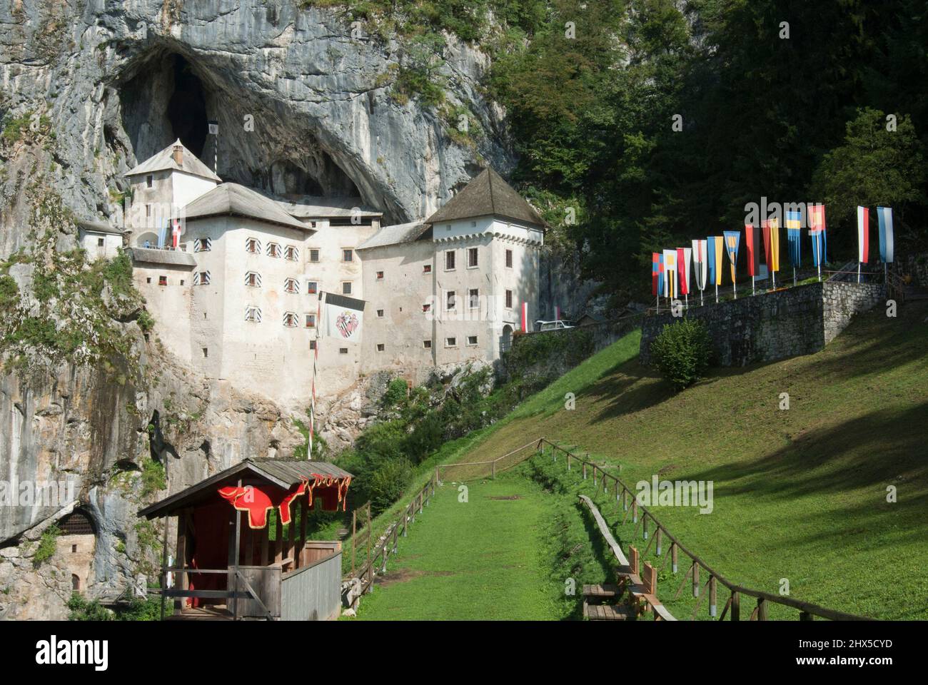 Slovenia, Inner Carniola, Predjama Castle, exterior view Stock Photo ...
