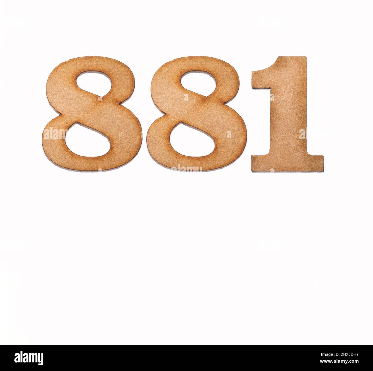 Number 881 in wood, isolated on white background Stock Photo - Alamy