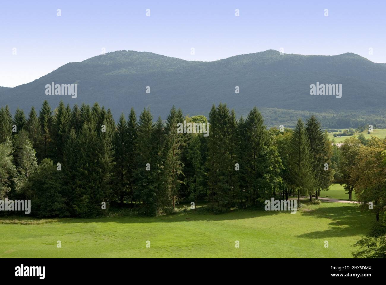 Slovenia, Inner Carniola, Sneznik Castle - view from window Stock Photo ...